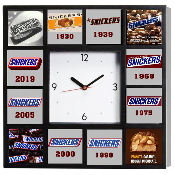 Telesca | Wall Decor | Snickers Candy Bar History Clock With Claasic ...